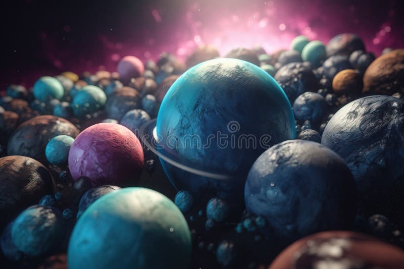 Set of Colored Sci Fi Planets on a Universe Background Vector Stock ...