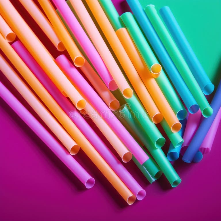 A Bunch of Different Colored Plastic Drinking Straws. AI Generative ...