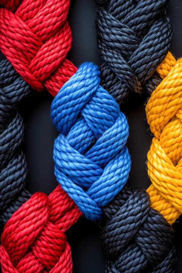 A Bunch of Different Colored Ropes on a Black Surface Stock Image ...