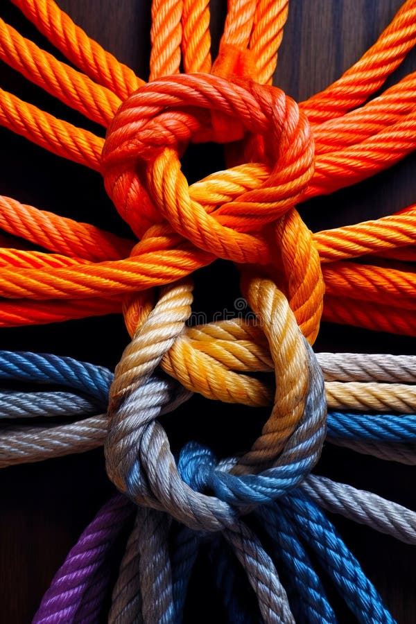 Bunch of Different Colored Ropes on Black Surface with One Knot in the ...