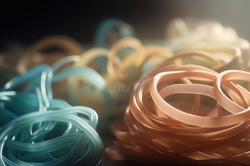 A Bunch of Different Colored Rubber Bands on a Table with a Black ...