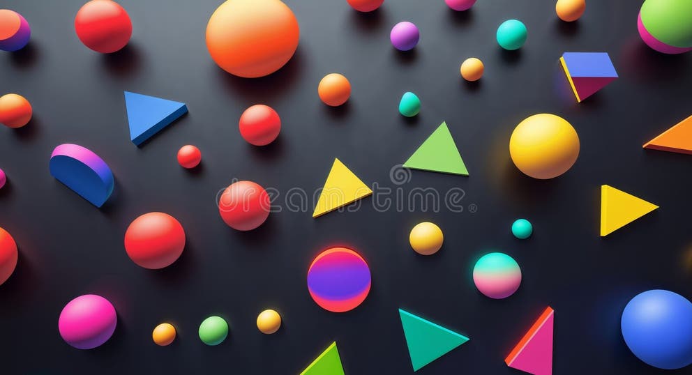 A Bunch of Different Colored Shapes on a Black Surface Stock Image ...