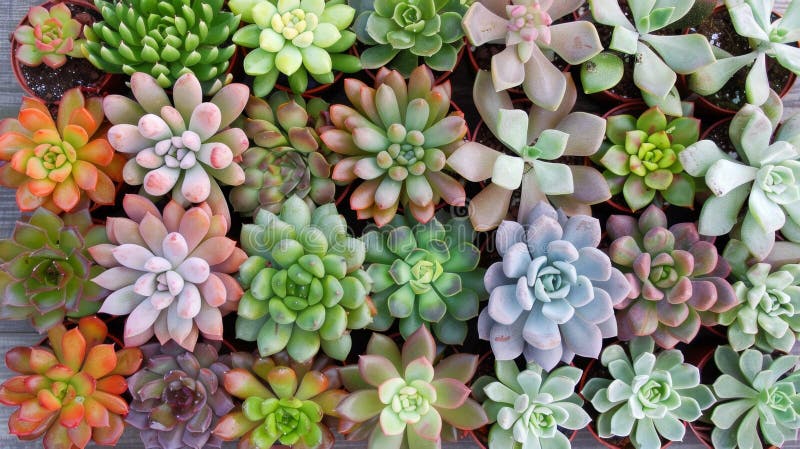 A Bunch of Different Colored Succulents are Sitting in a Pile, AI Stock ...