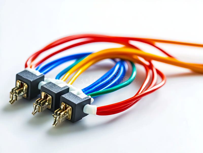 A Bunch of Different Colored Wires on a White Surface Stock Image ...