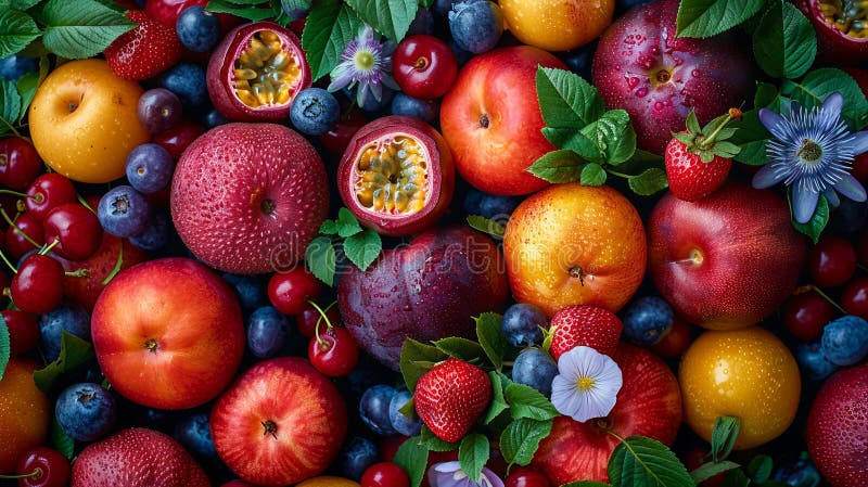 A Bunch of Different Fruits are Arranged in a Pile Stock Image - Image ...