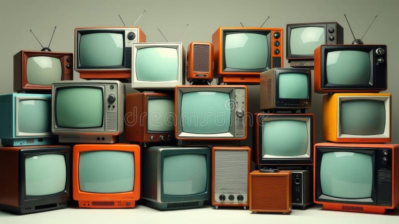A Bunch of Different Retro TVs Stock Image - Image of horizontal ...