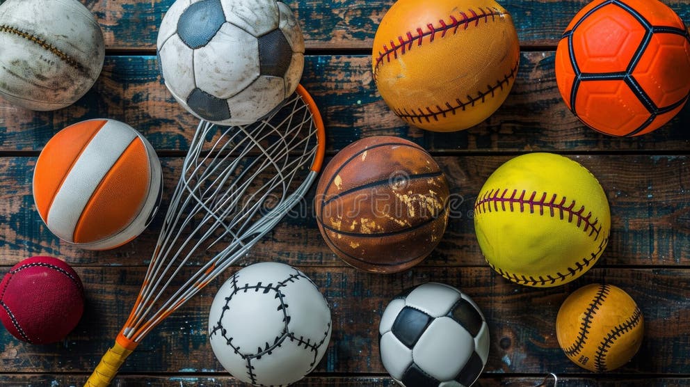 A Bunch of Different Types of Balls are on a Table, AI Stock Image ...