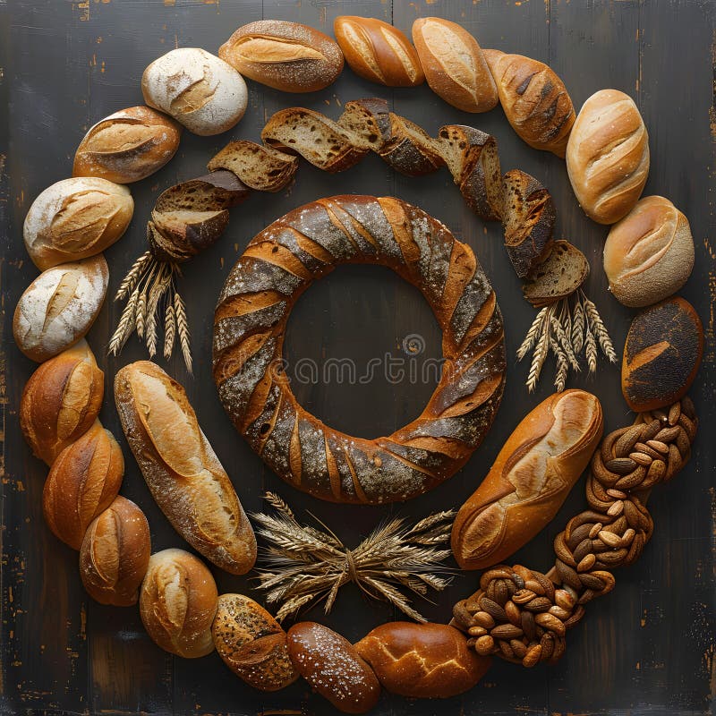 Bunch Different Types Bread Arranged Circle Stock Photos - Free ...