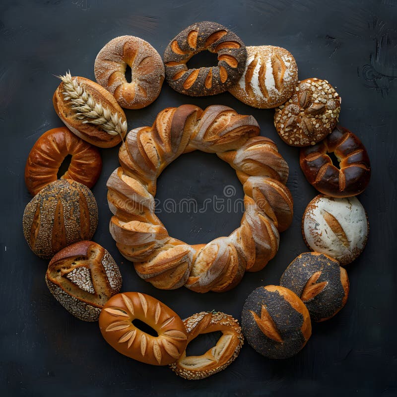 Bunch Different Types Bread Arranged Circle Stock Photos - Free ...