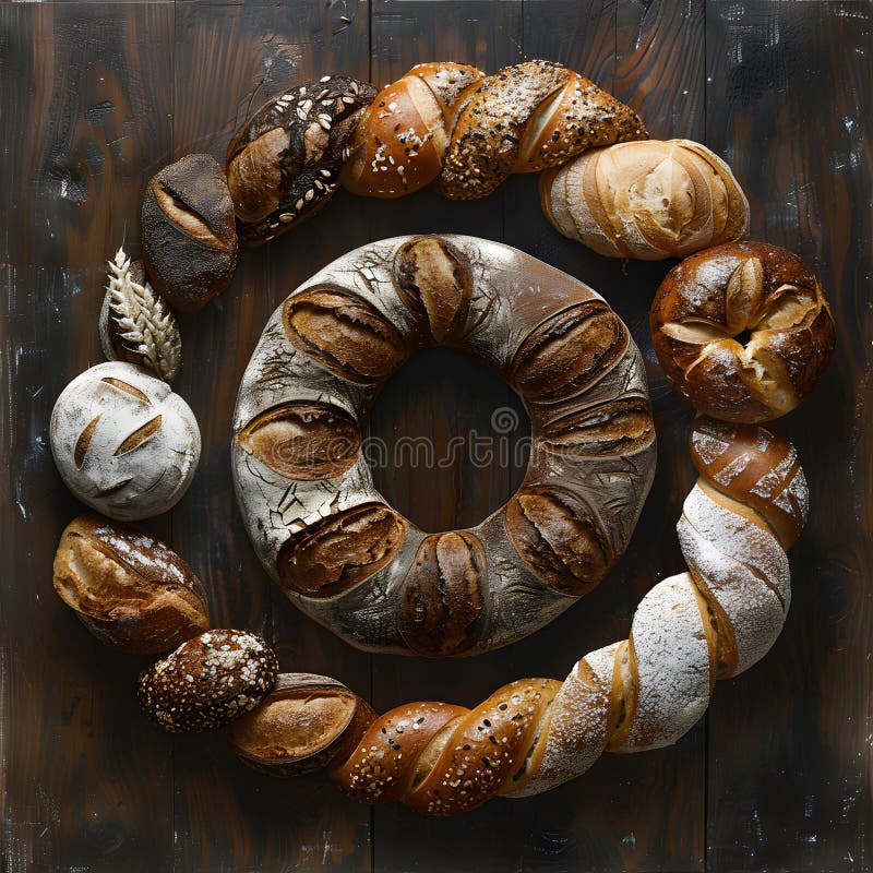 An Array of Diverse Bread Types are Displayed in a Circular Formation ...