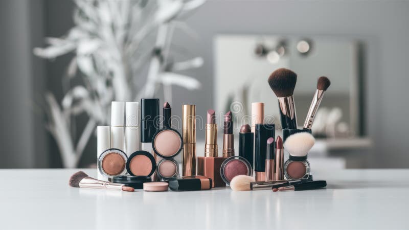 A Bunch of Different Types and Colors of Cosmetics on a Table, AI Stock ...