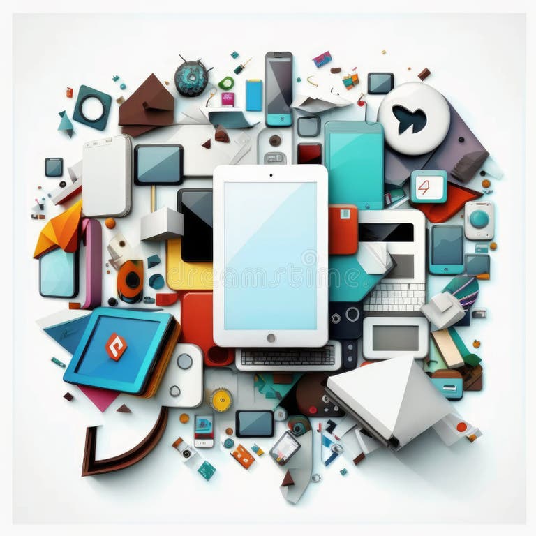 Bunch of Different Types of Electronic Devices. Generative AI Stock ...