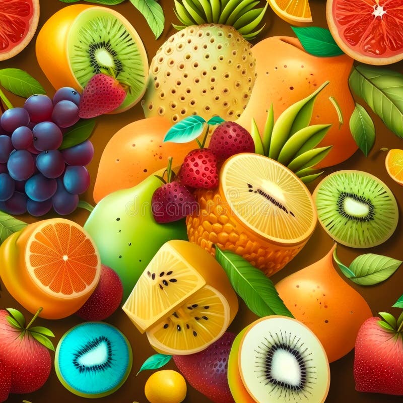 Bunch of Different Types of Fruit on Table. Generative AI Stock ...