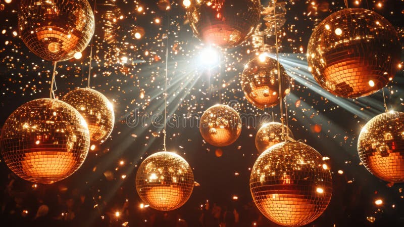 A Bunch of Disco Balls are Hanging from the Ceiling, AI Stock Photo ...