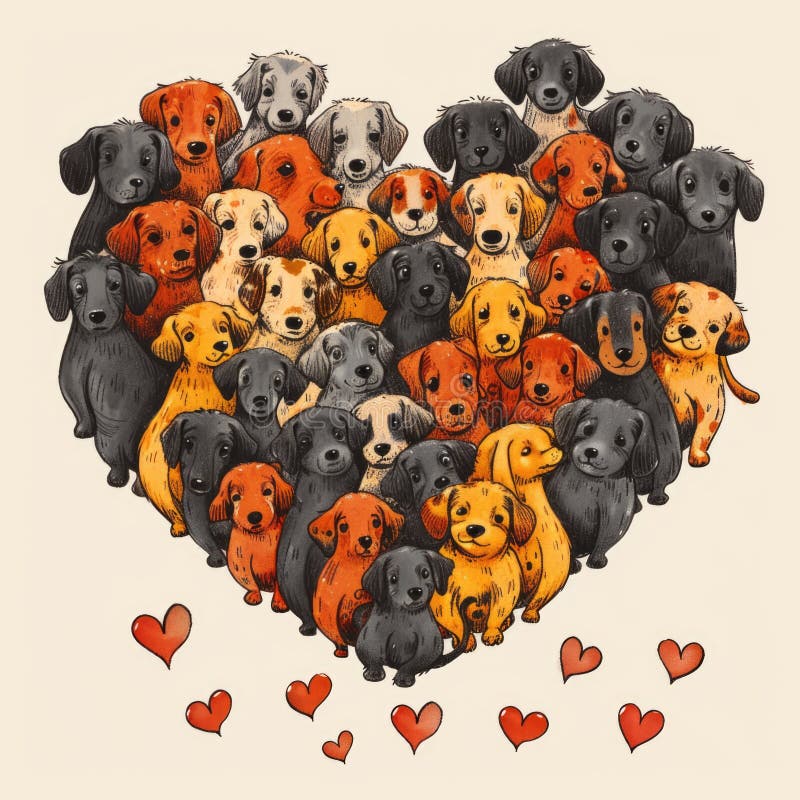 A Bunch of Dogs that are in the Shape of a Heart Stock Image - Image of ...