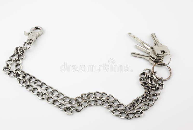 Bunch of Door Keys with Chain Isolated on White Background Stock Photo ...