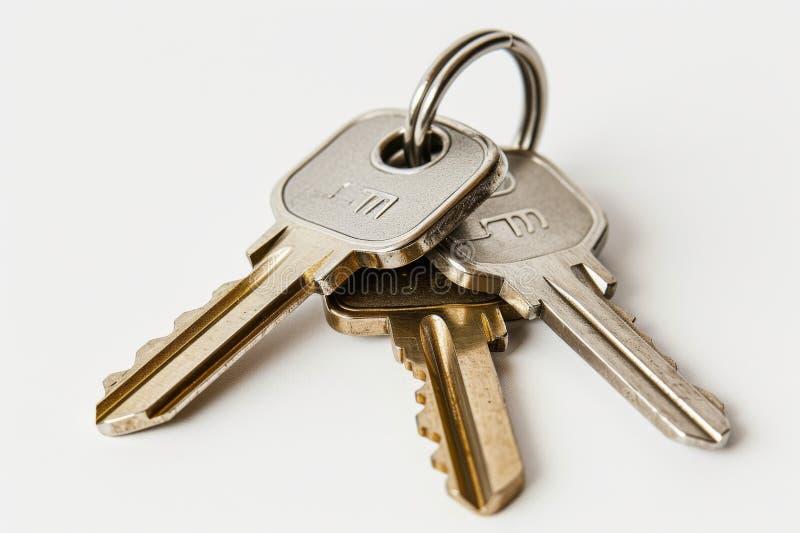 A Bunch of Door Keys on a White Background Stock Photo - Image of ...