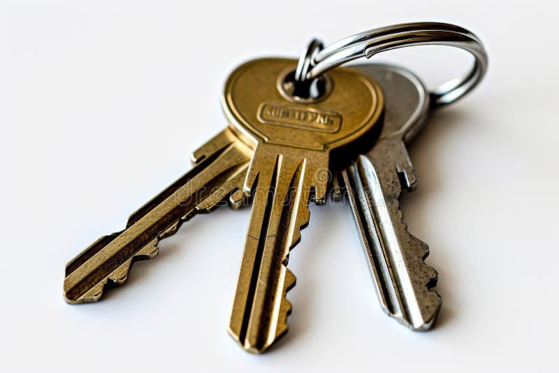 A Bunch of Door Keys on a White Background Stock Photo - Image of ...