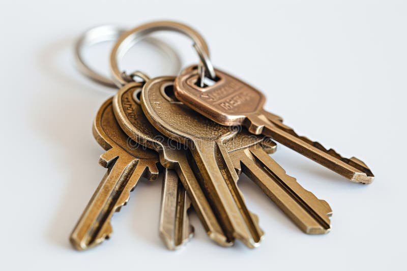 A Bunch of Door Keys on a White Background Stock Photo - Image of ...