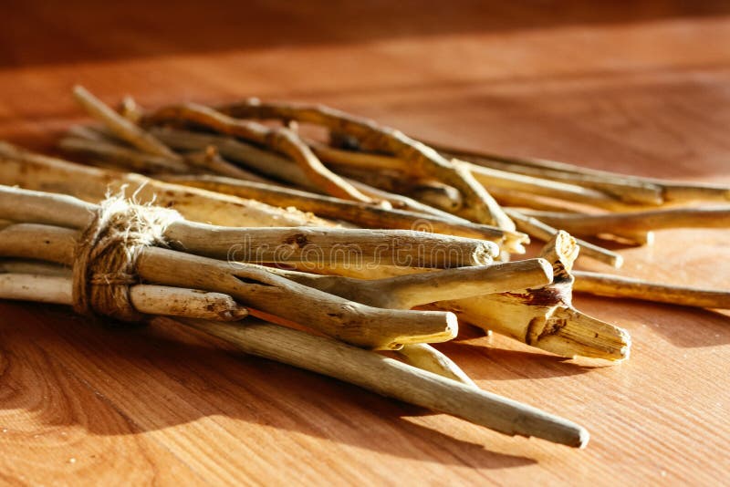 A Bunch of Dry Sticks on a Wooden Floor Stock Image - Image of macro ...