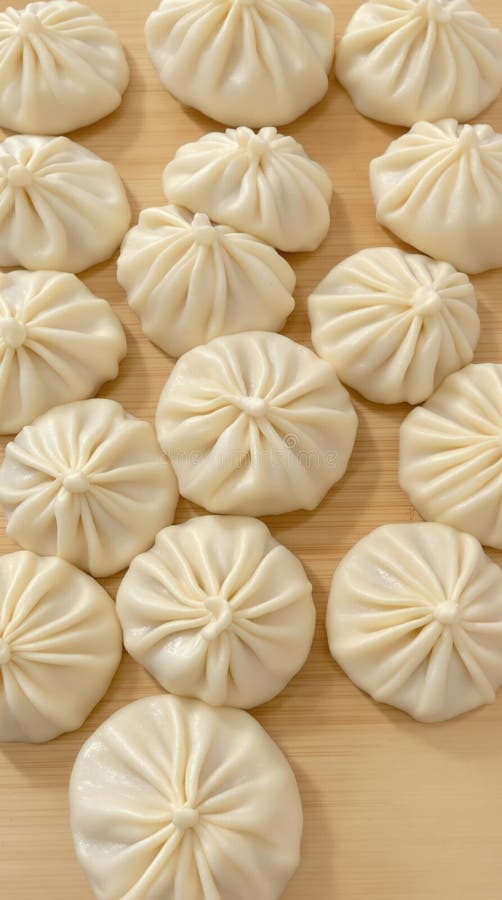 A Bunch of Dumplings are on a Wooden Table Stock Illustration ...