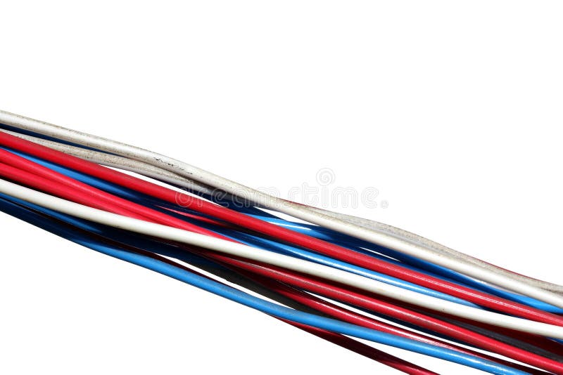 Bunch of Electric Wires Isolated on White Stock Photo - Image of ...