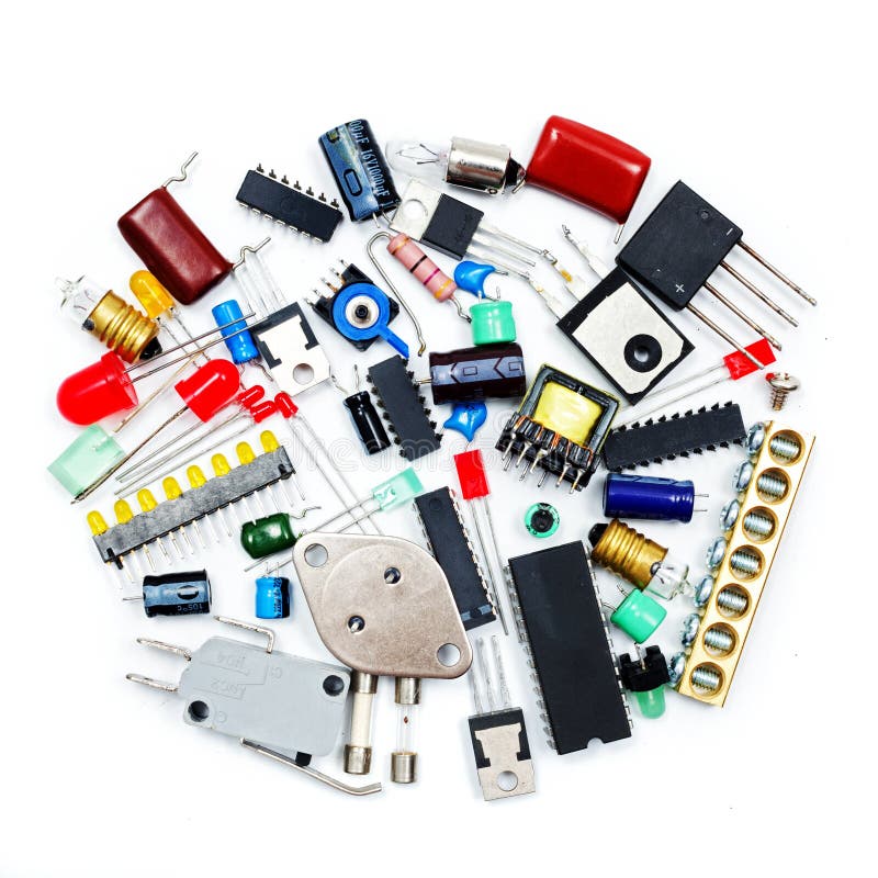 Bunch of Electronic Components Stock Photo - Image of electric, technic ...