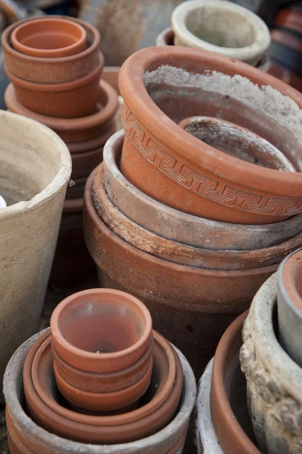 Bunch of Empty Flower Pots Put in Each Other Stock Photo - Image of ...