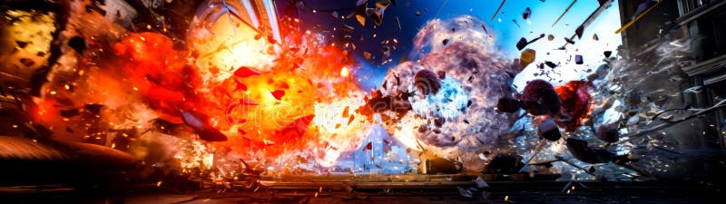 Bunch of Exploding Objects in the Air with Blue Sky in the Background ...