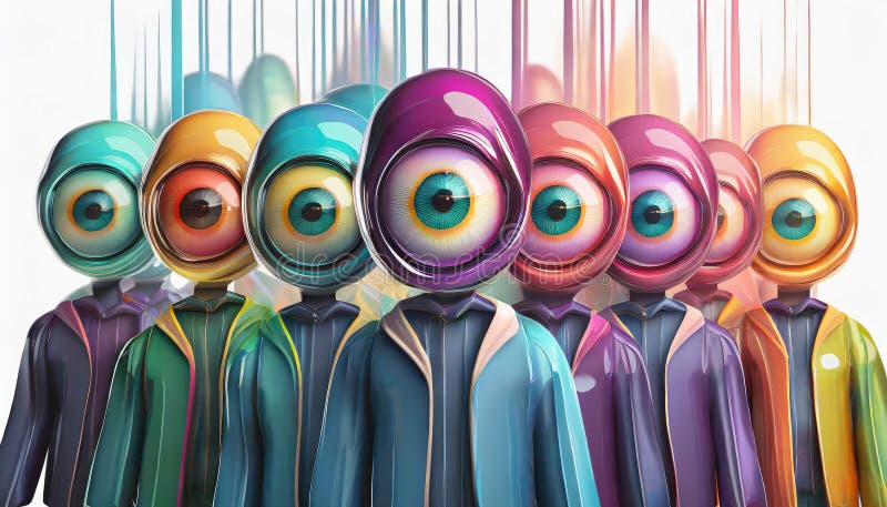 A Bunch of Eye Headed Creatures. Stock Illustration - Illustration of ...