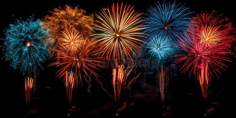 A Bunch of Fireworks Lighting Up the Night Sky Stock Image - Image of ...