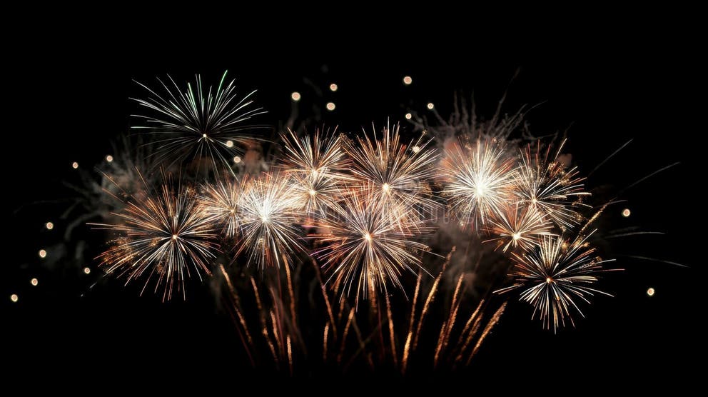 A Bunch of Fireworks in the Night Sky Stock Illustration - Illustration ...