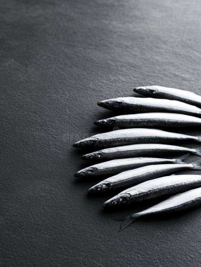 Bunch of Fish are Laying on a Black Surface Stock Illustration ...