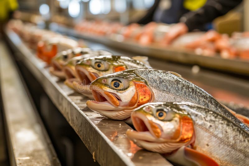 A Bunch of Fish Sitting on Top of a Metal Table Stock Photo - Image of ...