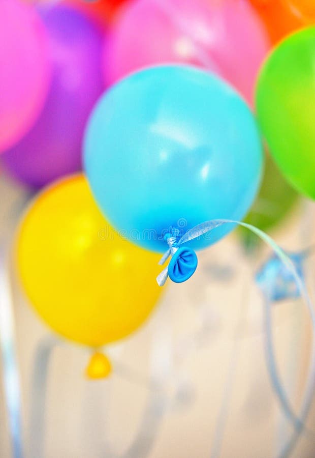 Bunch of Floating Colored Balloons and Strings Stock Photo - Image of ...