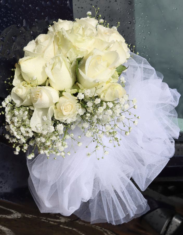 Bunch of Flowers in Bouquet White Roses for Ceremony- Stock Image ...