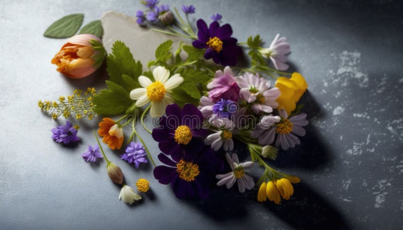 A Bunch of Flowers that are Laying on a Table Together on a Table Top ...