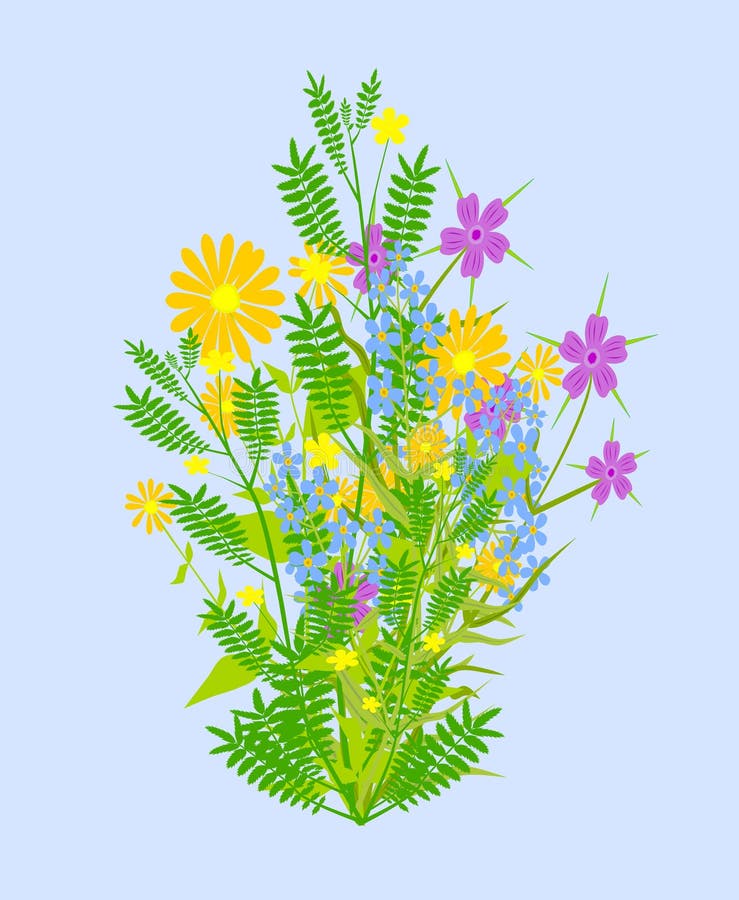 Bunch of flowers stock illustration. Illustration of gift - 53006771
