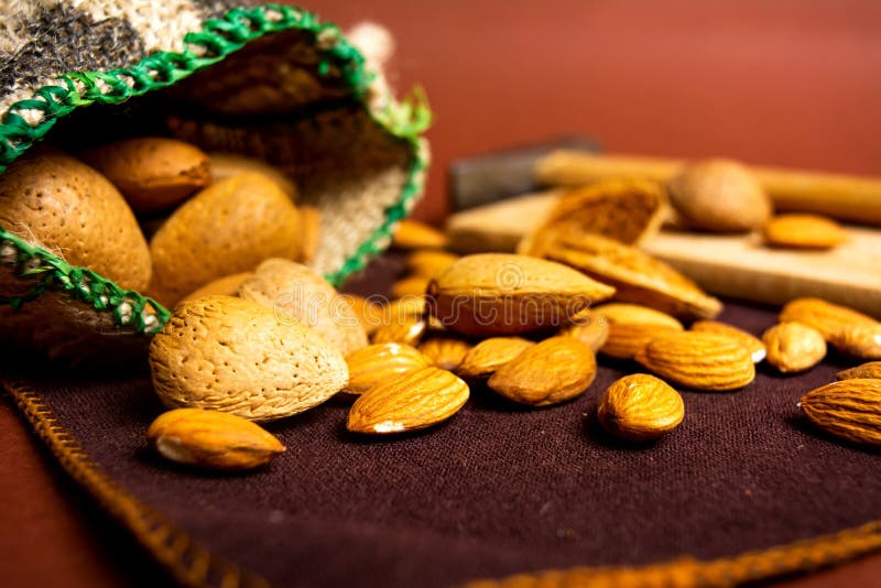 Bunch of Fresh Almonds on a Table Stock Photo - Image of tasty ...