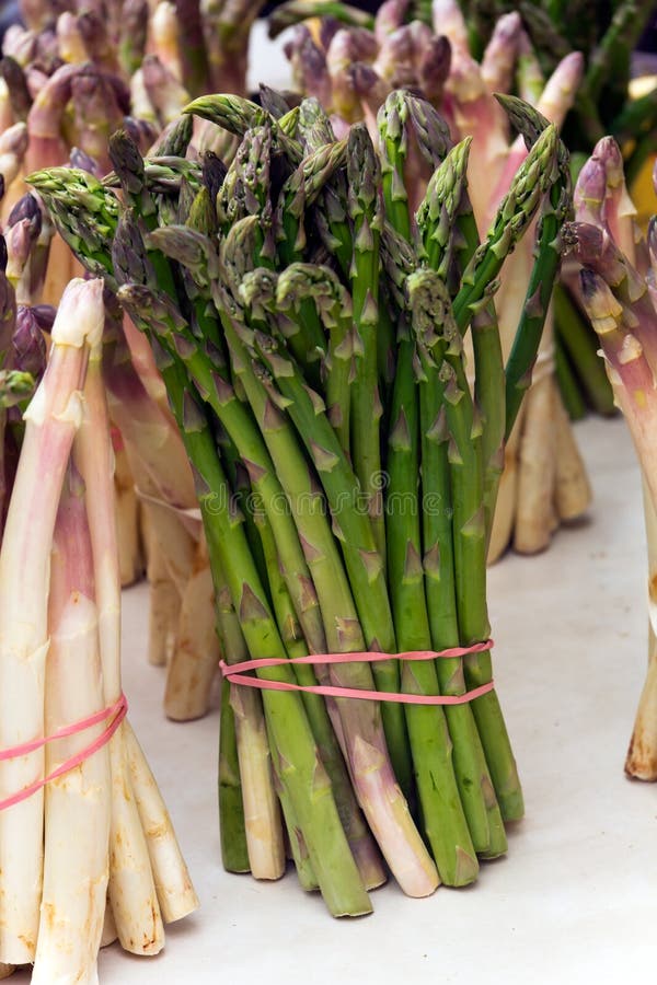 Bunch of Fresh Asparagus on Wooden Table Stock Photo - Image of cook ...