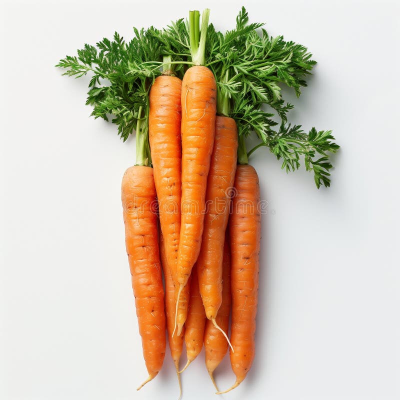 Bunch of Fresh Carrots with Green Tops on White Background Stock Photo ...