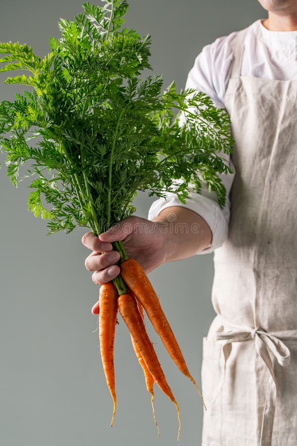 Bunch of Fresh Carrots in Manâ€™s Hand. Stock Image - Image of ...