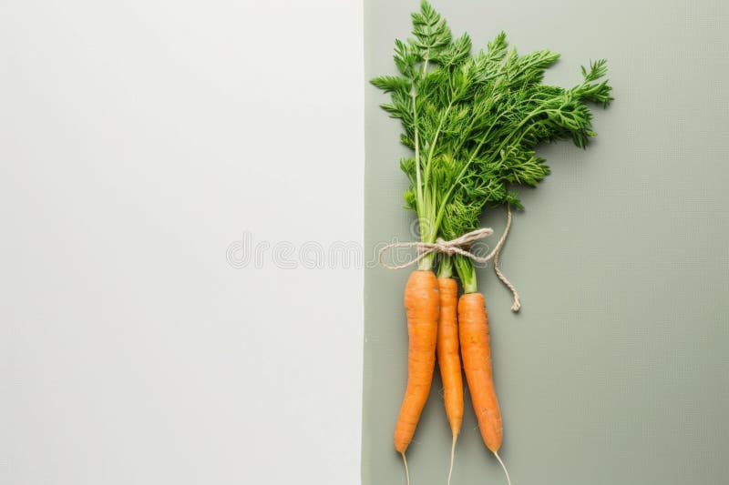 A Bunch of Fresh Carrots Tied Together with a String on a Table Stock ...