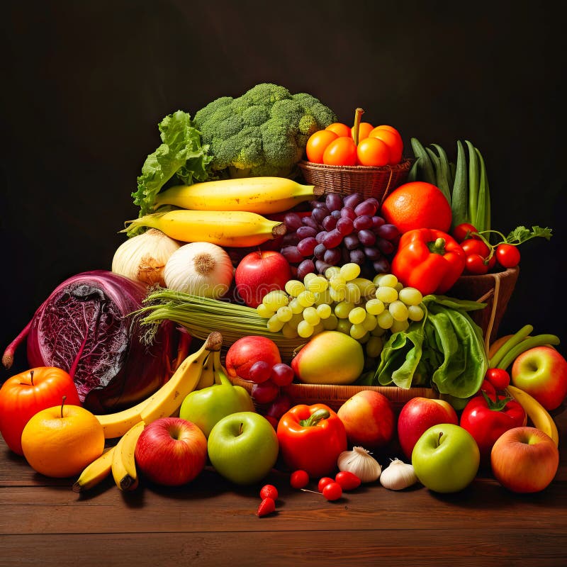 A Bunch of Fresh Fruits and Vegetables Stock Image - Image of fresh ...