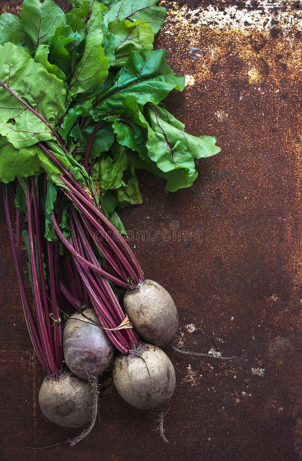 Bunch of Fresh Garden Beetroot Over Grunge Rusty Stock Image - Image of ...