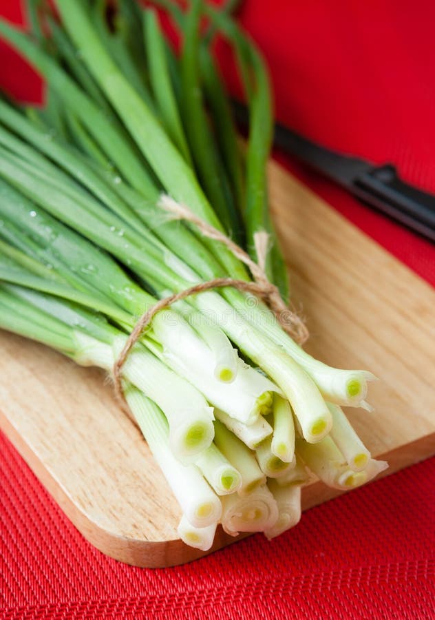 Bunch of Fresh Green Onions on Board Stock Photo - Image of vegetarian ...