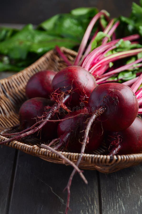 Bunch of Fresh Organic Beets on Rustic Wooden Table Stock Image - Image ...