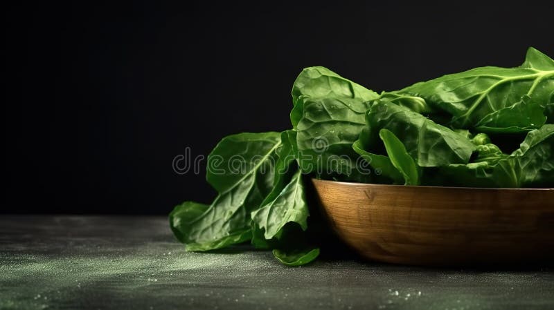 Bunch of Fresh Organic Raw Collard Greens in Bowl with Copy Space ...