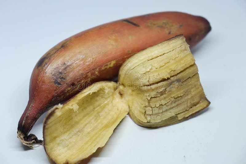 Bunch of Fresh Ripe Red Colour Bananas on White Background Stock Photo ...