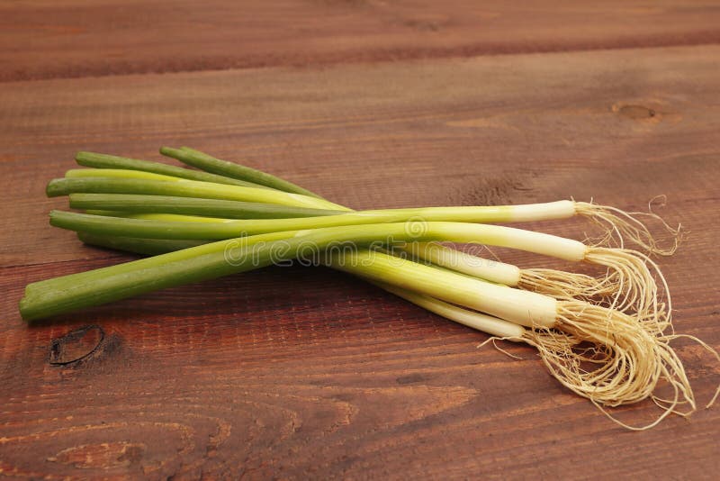 Bunch of Fresh Summer Leeks on Wooden Table Stock Image - Image of ...